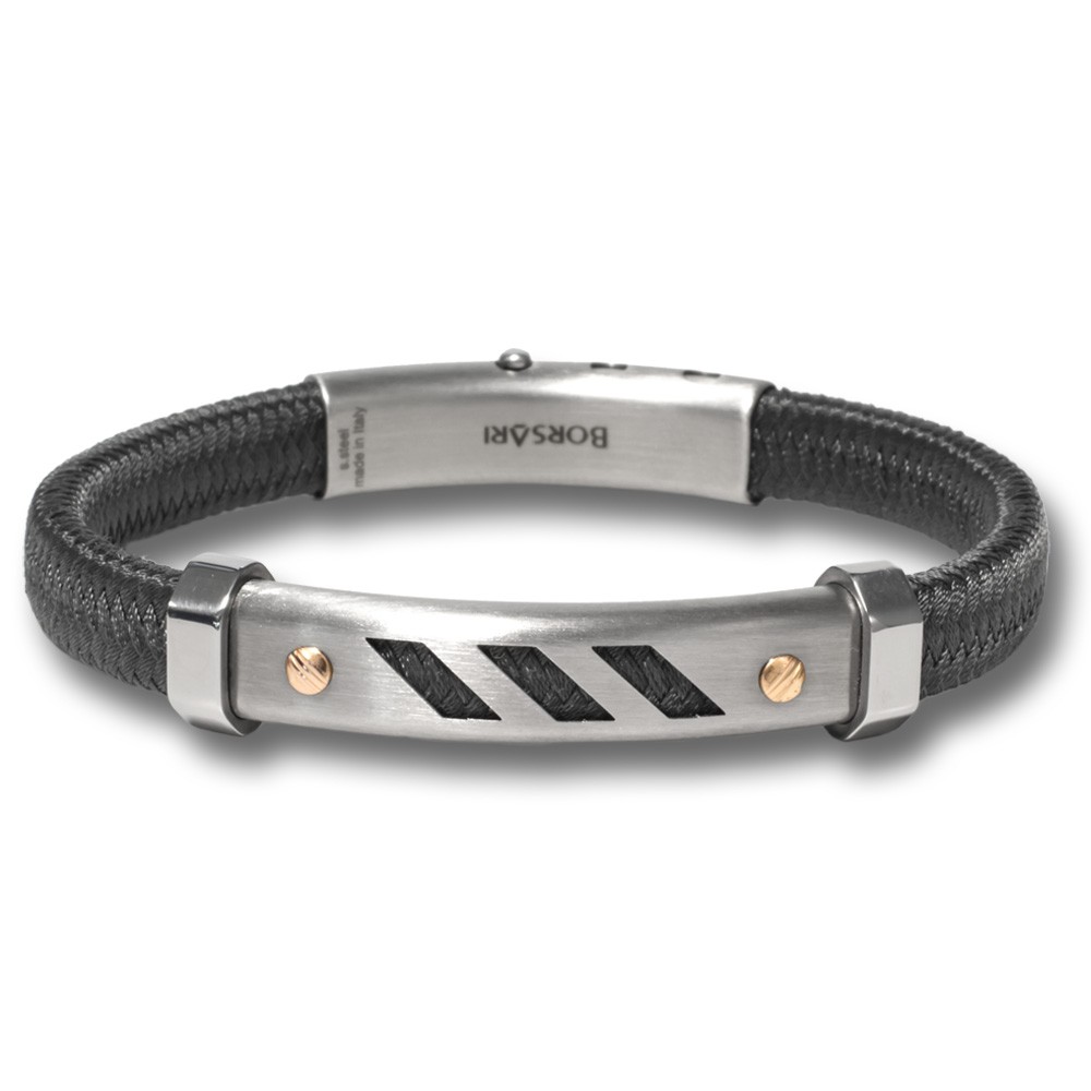 Titanium polyester, stainless steel clasp with rose gold screws br ...